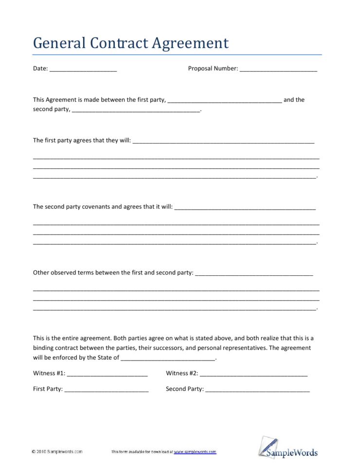 General Contract Agreement Template Download Printable PDF ...
