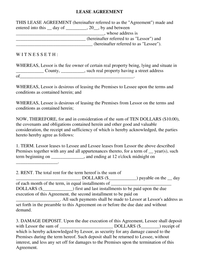 Lease Agreement Template Download Printable PDF Templateroller | Printable Lease Agreement